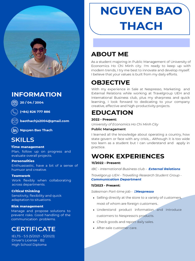 Nguyen Bao Thach's Cv | PDF