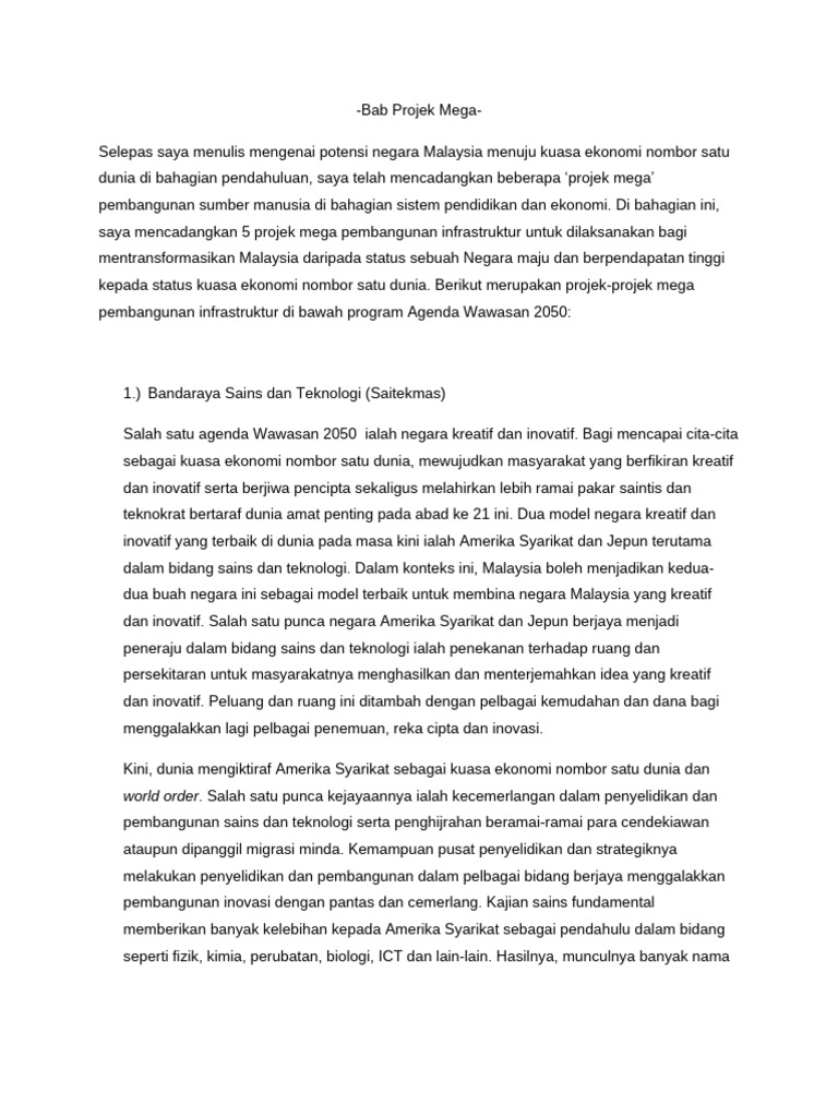 projek-projek mega Wawasan 2050-final edited- | PDF