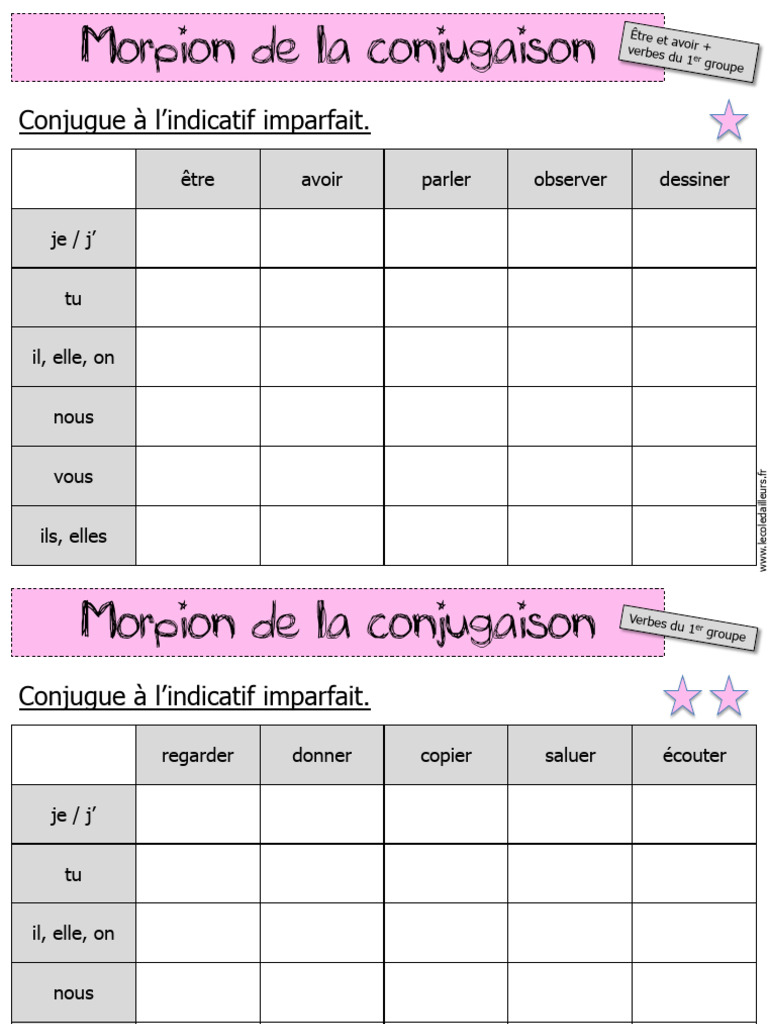 Morpion - Conjuguer À L'imparfait | PDF | Conjugaison | Verbe