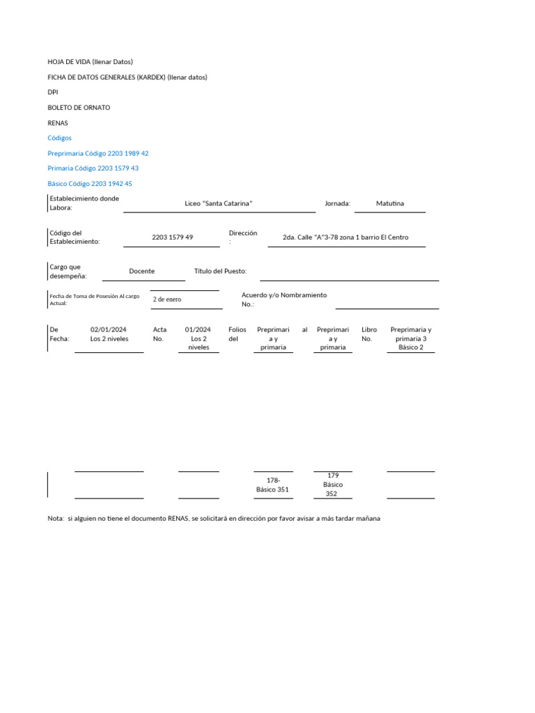 Documentos Requeridos | PDF