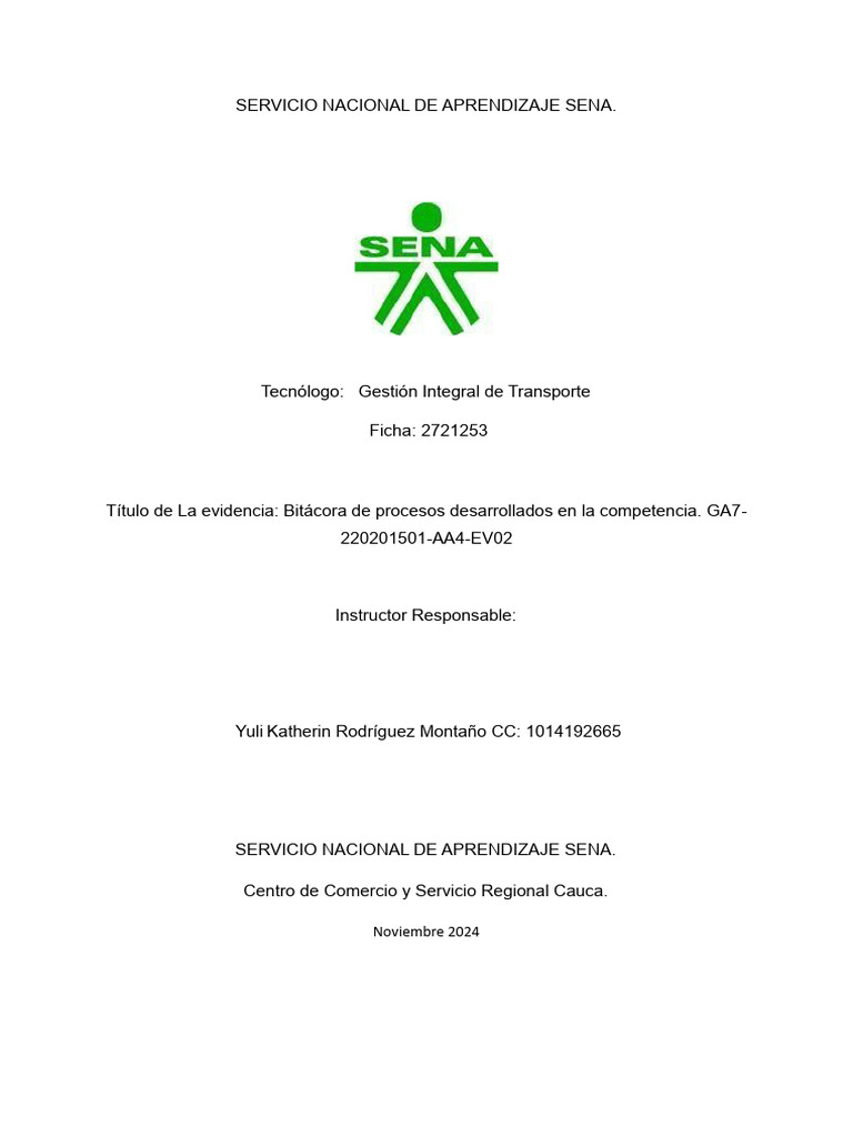 Bitácora de Procesos GA7-220201501-AA4-EV02 | PDF | Electricidad ...