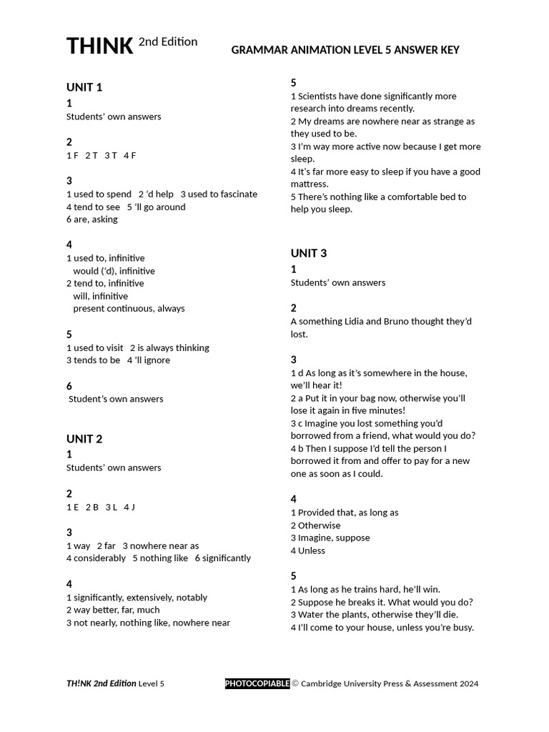 Thk2e_BrE_L5_Gram_Animation_Answer_Key | PDF