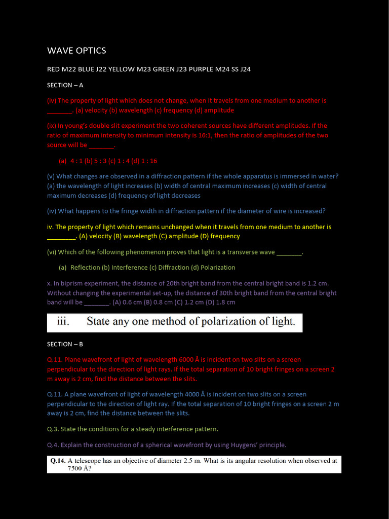 Wave Optics | PDF | Diffraction | Radiation