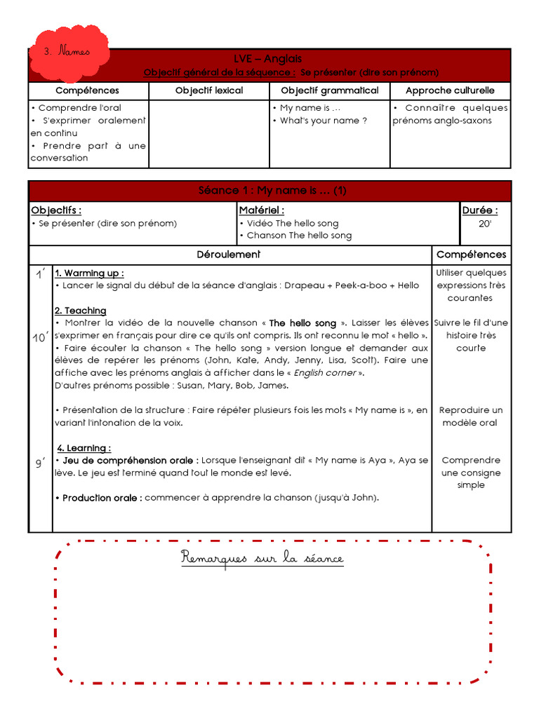 Se présenter en anglais : My name is... | PDF