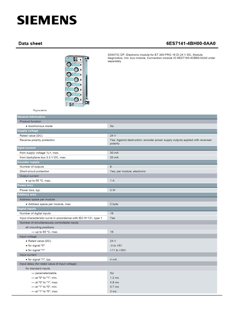 6ES71414BH000AA0 Datasheet en | PDF | Power Supply | Electricity