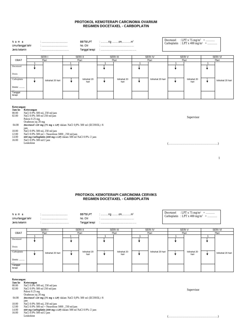Protokol Kemoterapi Docetaxel-Carboplatin | PDF