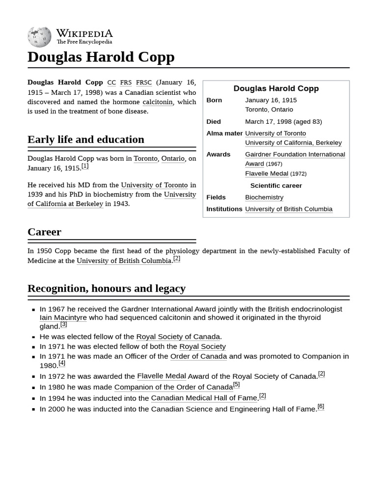 Douglas_Harold_Copp | PDF | Endocrine System | Glands