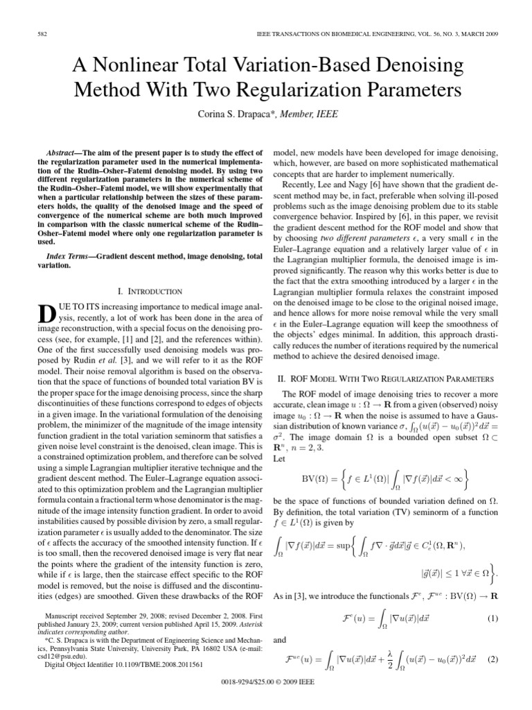 A_Nonlinear_Total_Variation_Based_Denois | PDF | Lagrangian Mechanics | Mathematical Analysis