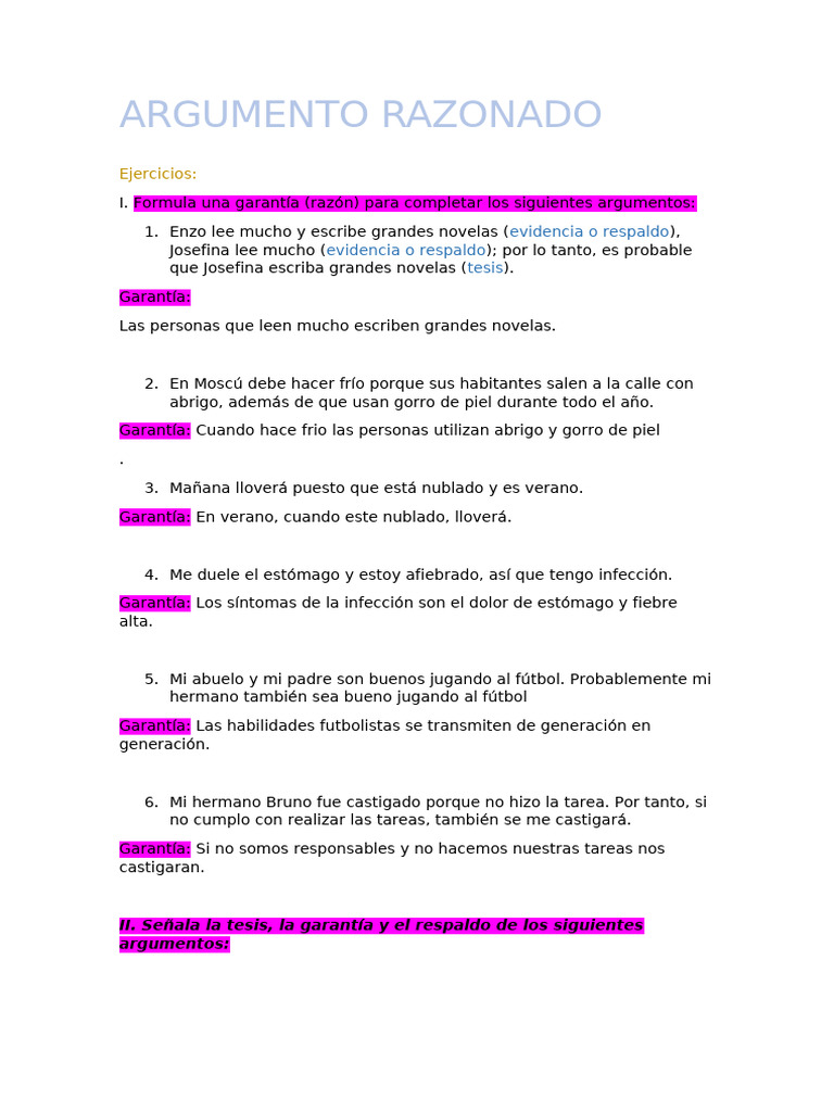 Argumento Razonado - Pamela Arevalo Rosillo | PDF