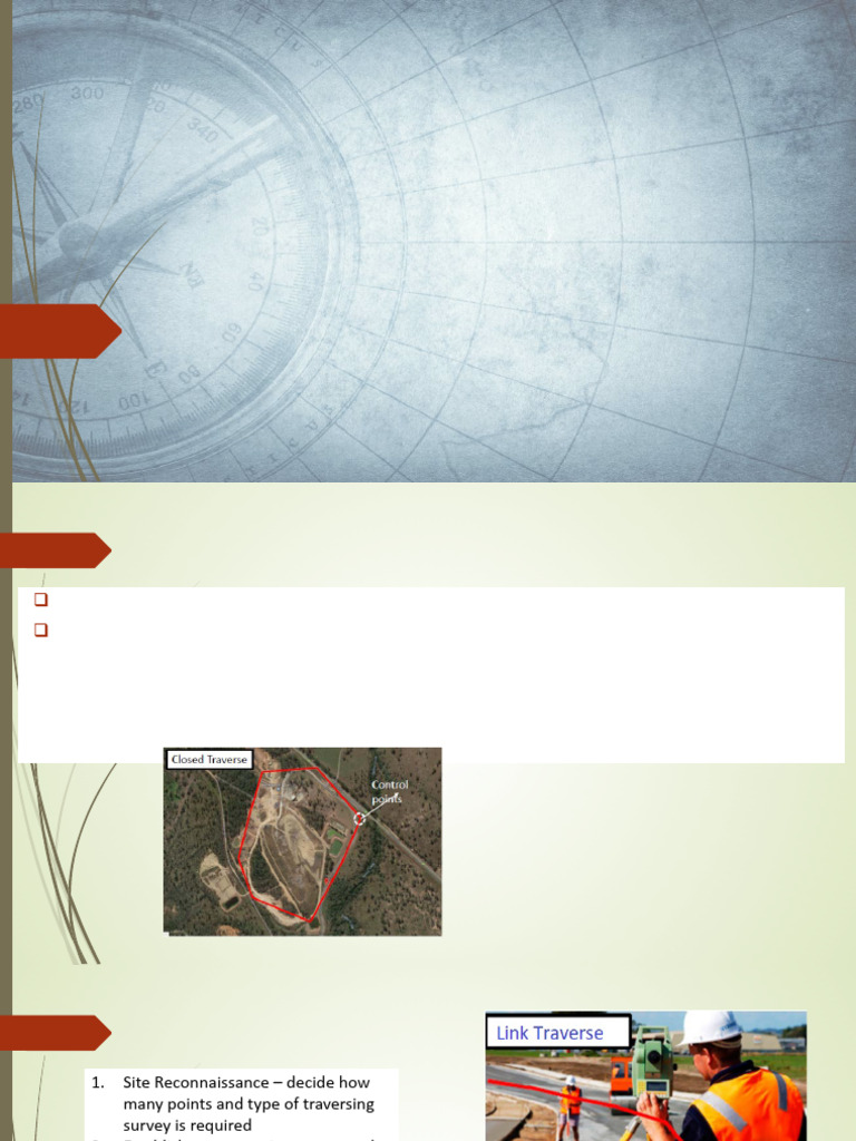 Topic 5 - Part 2 - Traverse Survey Procedure and Calculations | PDF | Surveying | Angle