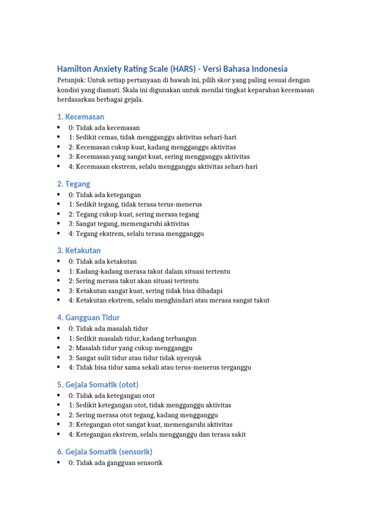 Skala Kecemasan HARS | PDF