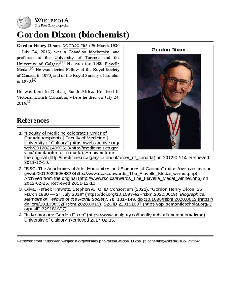 Gordon Dixon (Biochemist) | PDF
