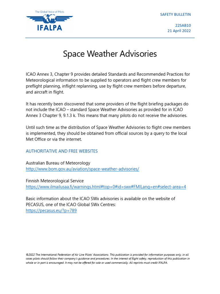 22sab10 Space Weather Advisories | PDF
