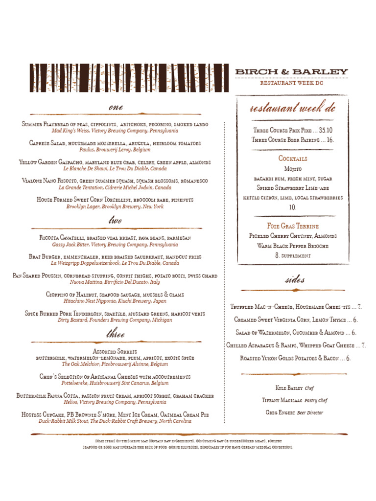 DC Restaurant Week Menu Highlights | PDF | Salad | Pickling