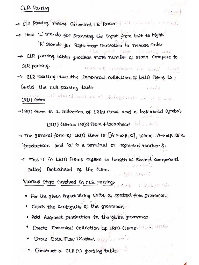 CLR PARSING NOTES | PDF