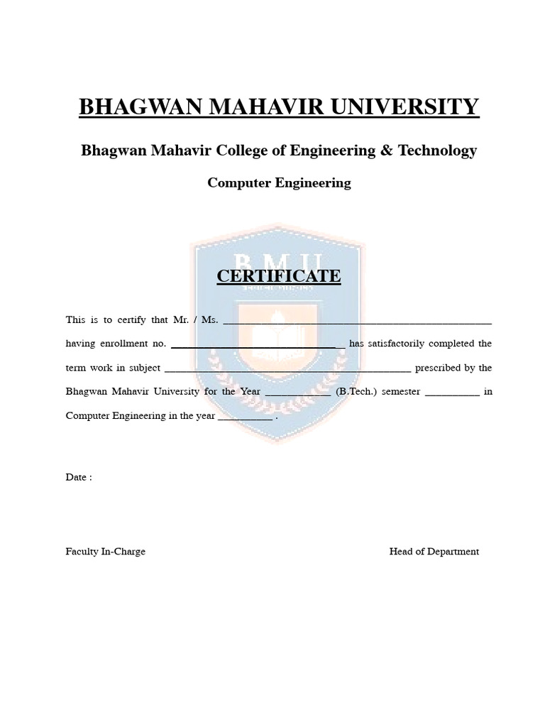 Practical File CERTIFICATE Format | PDF
