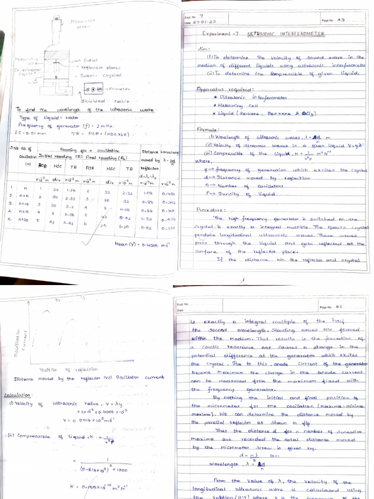 Expt-7 Ultrasonic Interferometer | PDF | Classical Mechanics | Acoustics