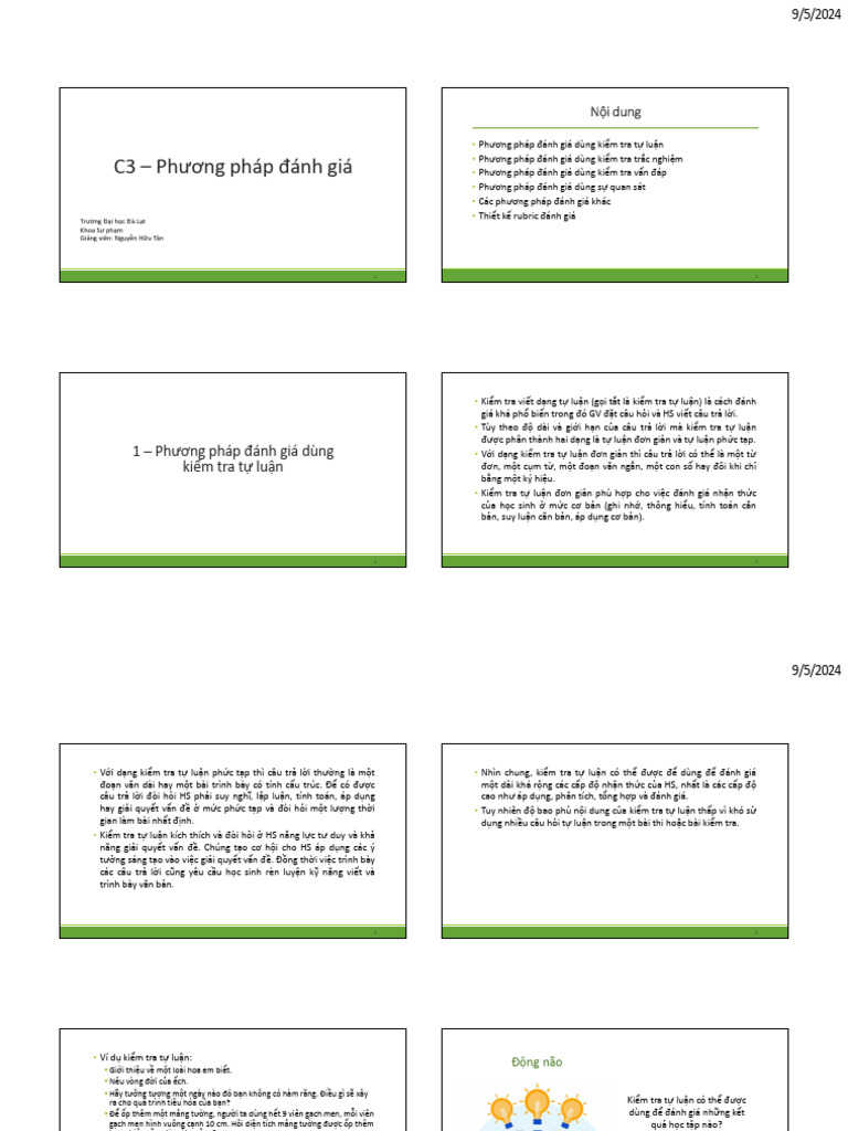 C3-Phuong Phap Danh Gia Ket Qua Hoc Tap | PDF