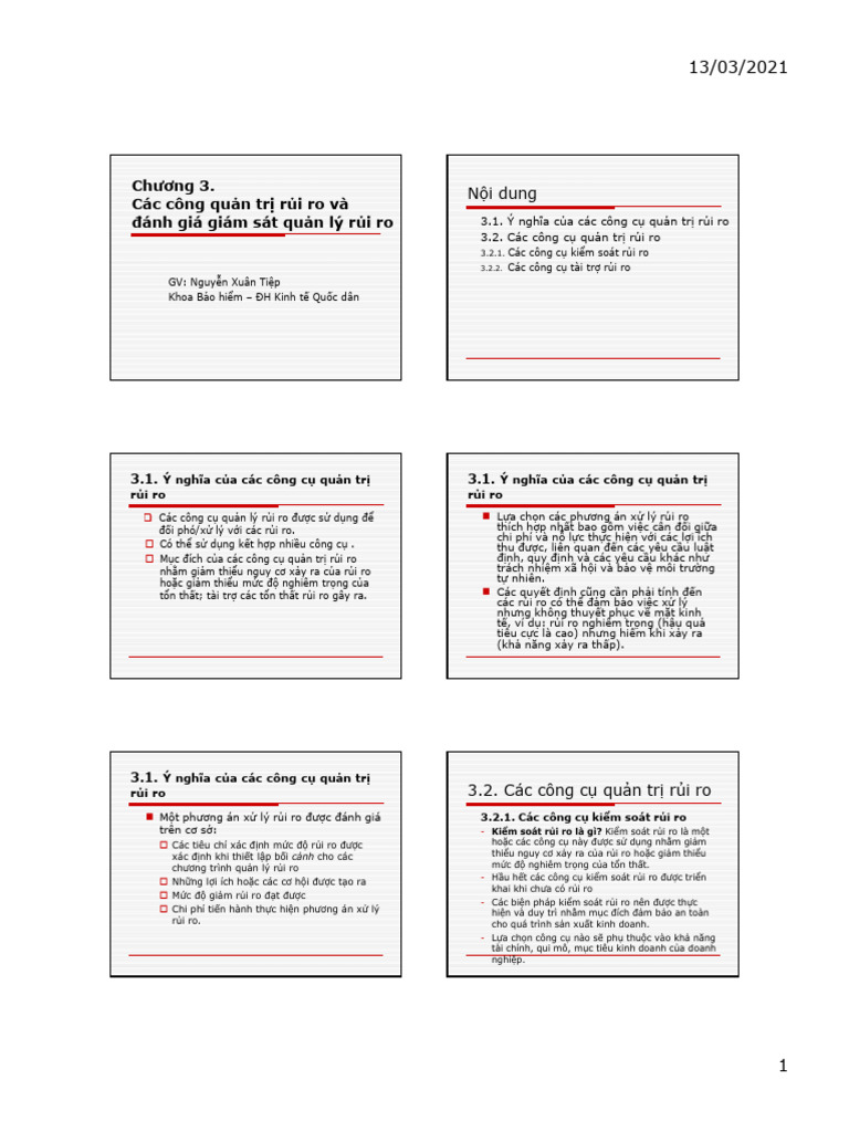 Quan Ly Rui Ro Va Bao Hiem C3 Cac Cong Cu Quan Tri Rui Ro | PDF