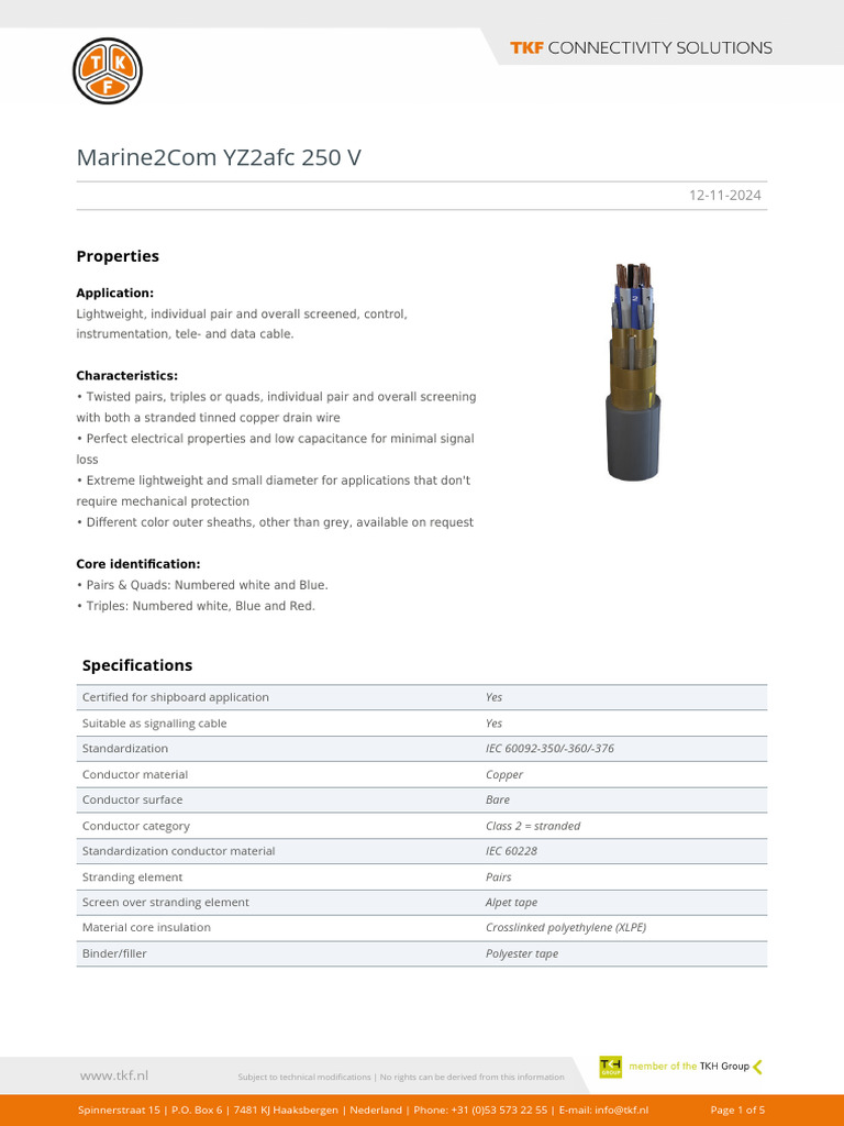 TKF-marine2com-yz2afc-250-v-en | PDF | Electrical Conductor | Manufactured Goods