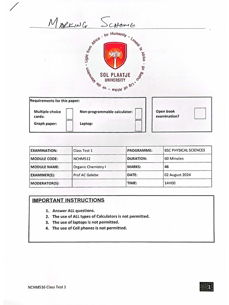 Test 1 Solution Key Pdf