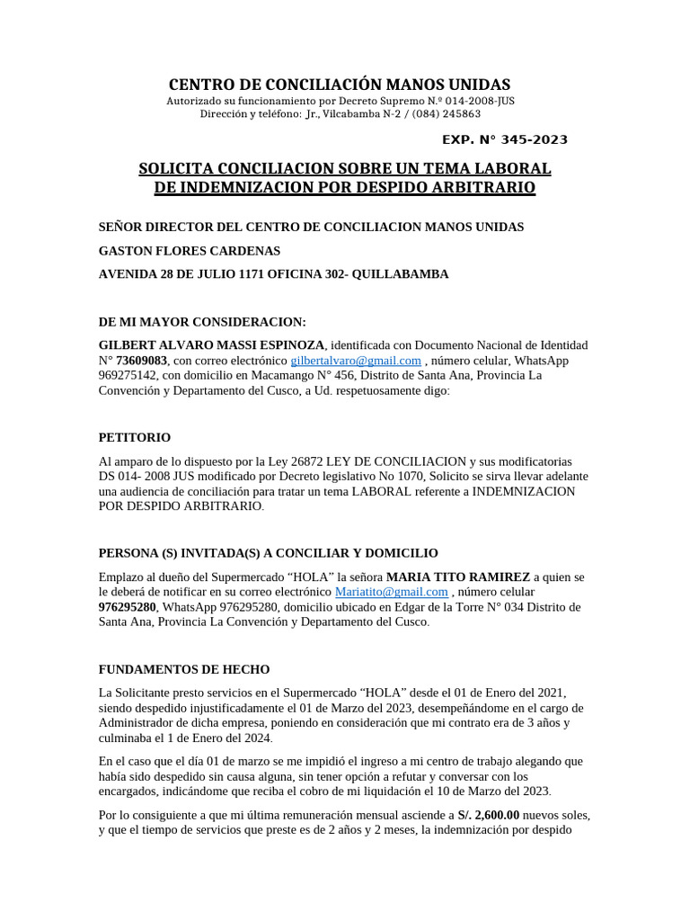 Solicitud de Conciliacion | PDF