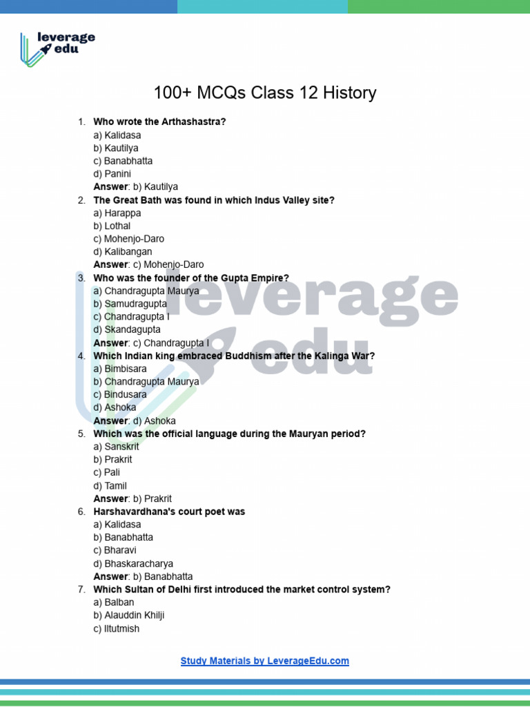 Class 12 History MCQs Compilation | PDF | Mahatma Gandhi | Jawaharlal Nehru
