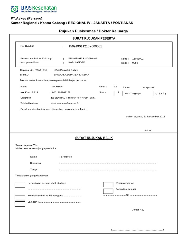 contoh-surat-rujukan-bpjs | PDF