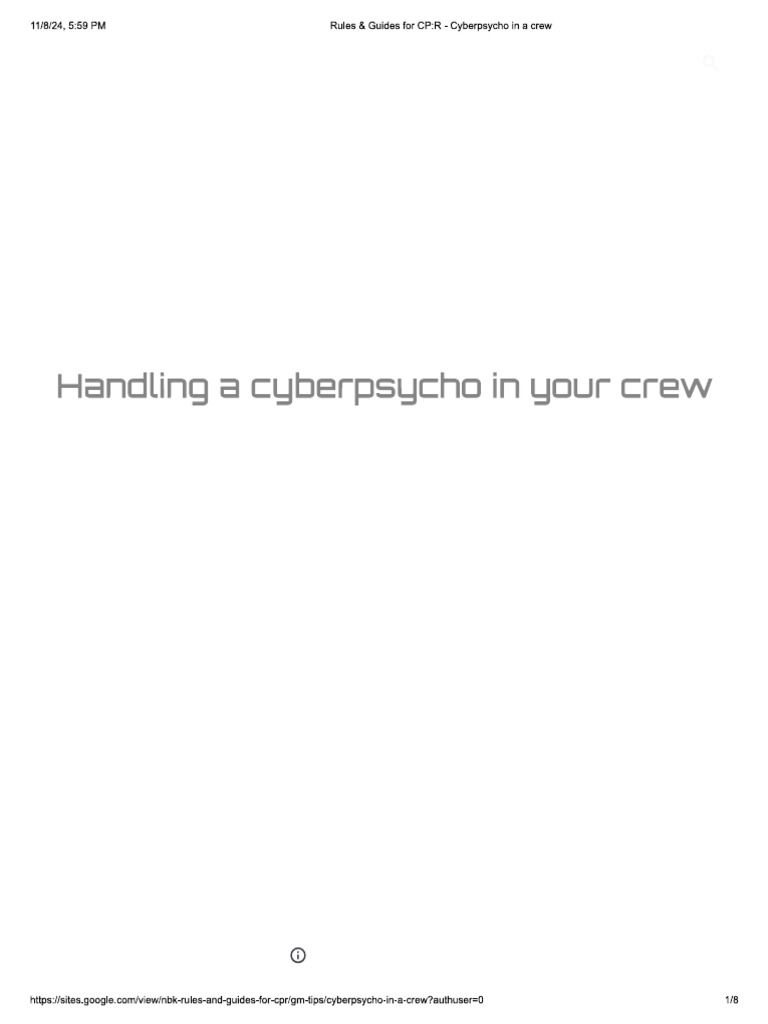 Handling A Cyberpsycho in Your Party | PDF