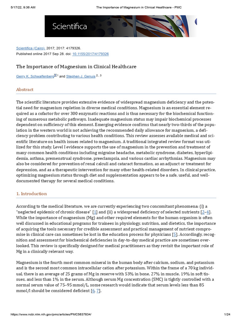 The Importance of Magnesium in Clinical Healthcare - PMC | PDF ...