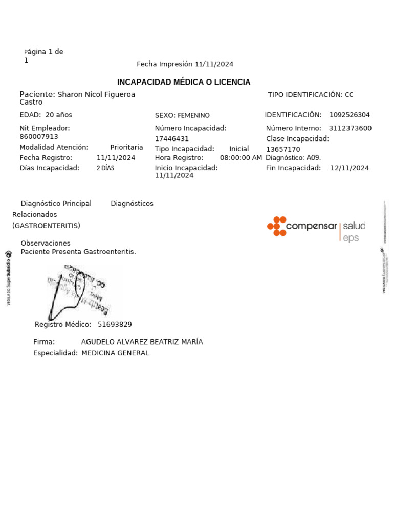 Incapacidad Compensar | PDF