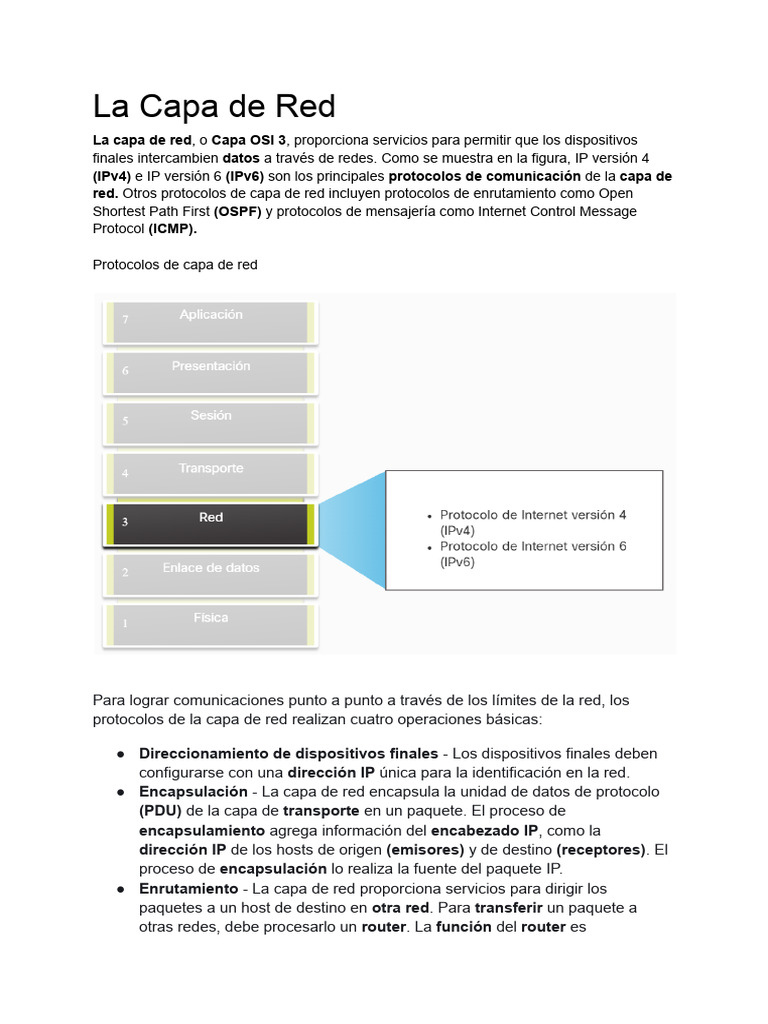 La Capa de Red | PDF | Protocolos de internet | Enrutador (Computación)
