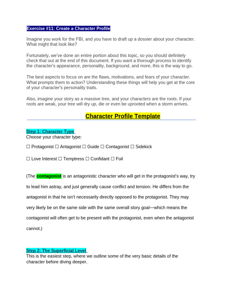 Character Development Exercises For Writers 6 | PDF | Extraversion And ...
