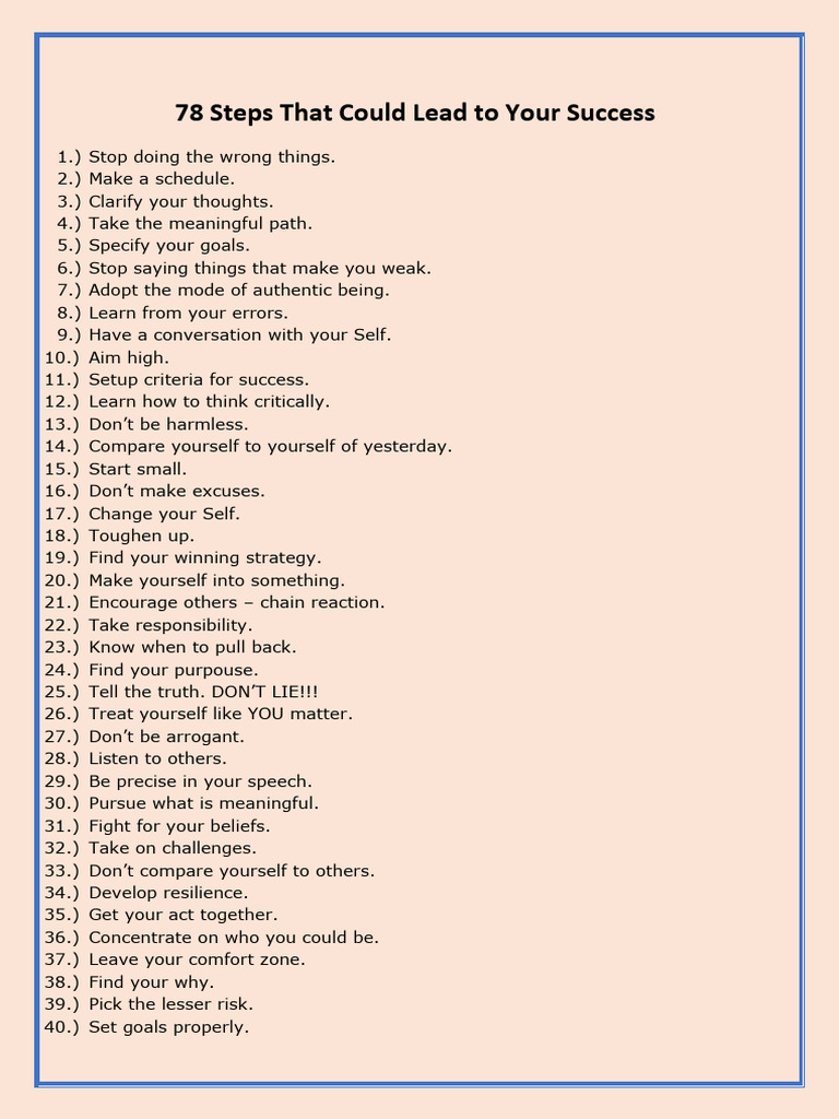 78 Steps to Achieve Personal Success | PDF