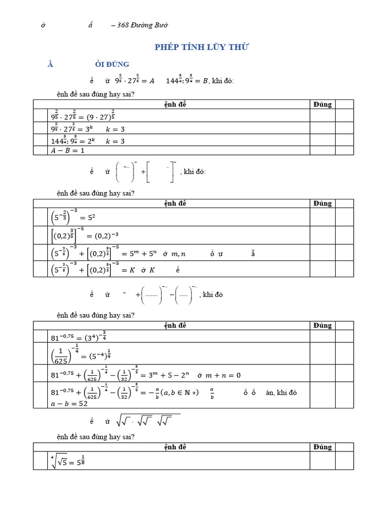 l11 - Chuyên Đề Lũy Thừa, Logarit - Dungsai,Tln | PDF