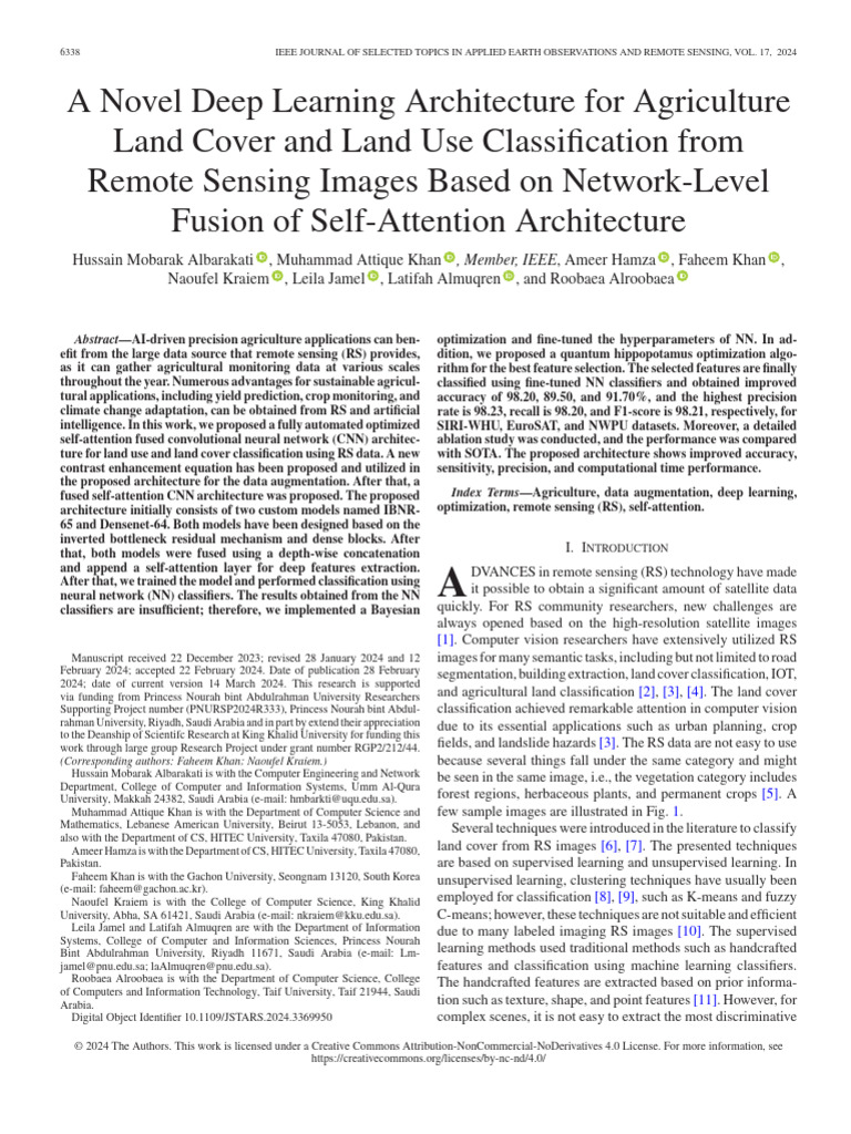 A Novel Deep Learning Architecture For Agriculture Land Cover And Land Use Classification From