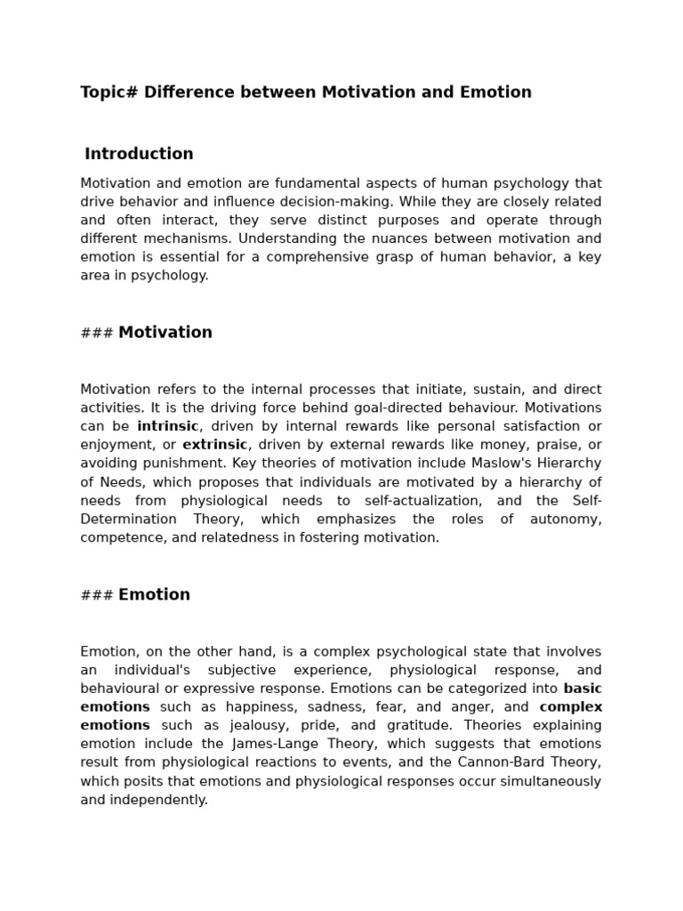 Chapter.5 Motivation and Emotion | PDF | Emotions | Motivational