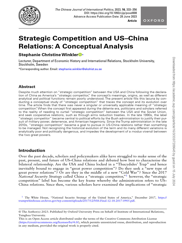 US-China Strategic Competition Analysis | PDF | Competition | Concept