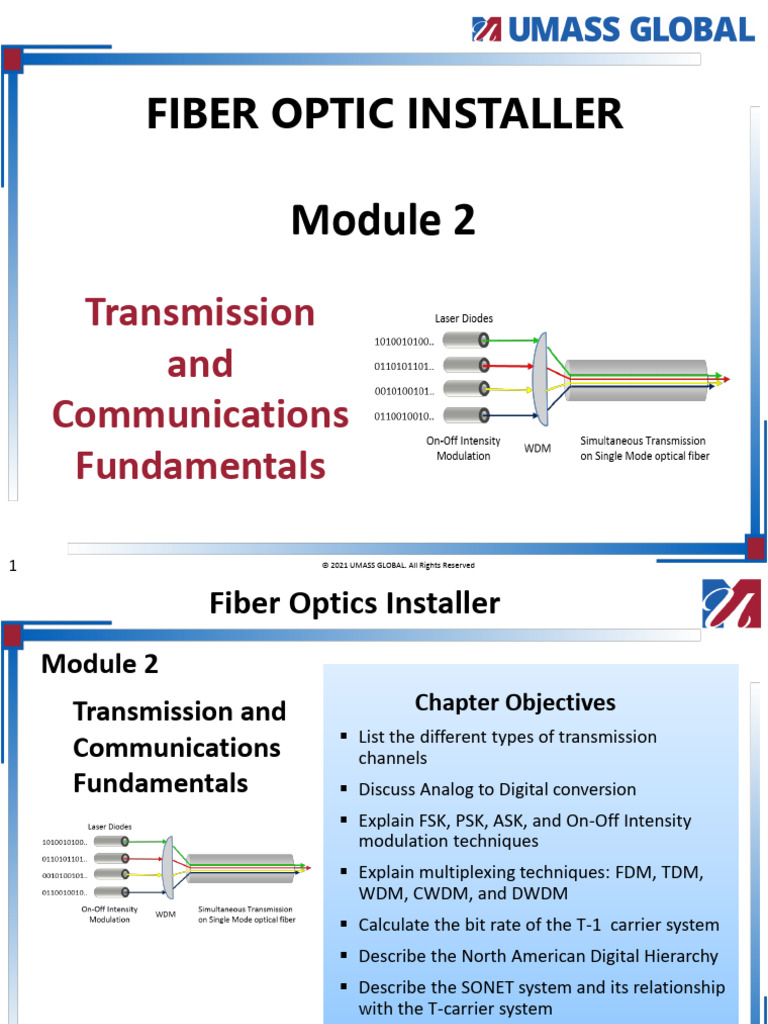 Fiber Optic Transmission Techniques | PDF | Modulation | Analog To ...