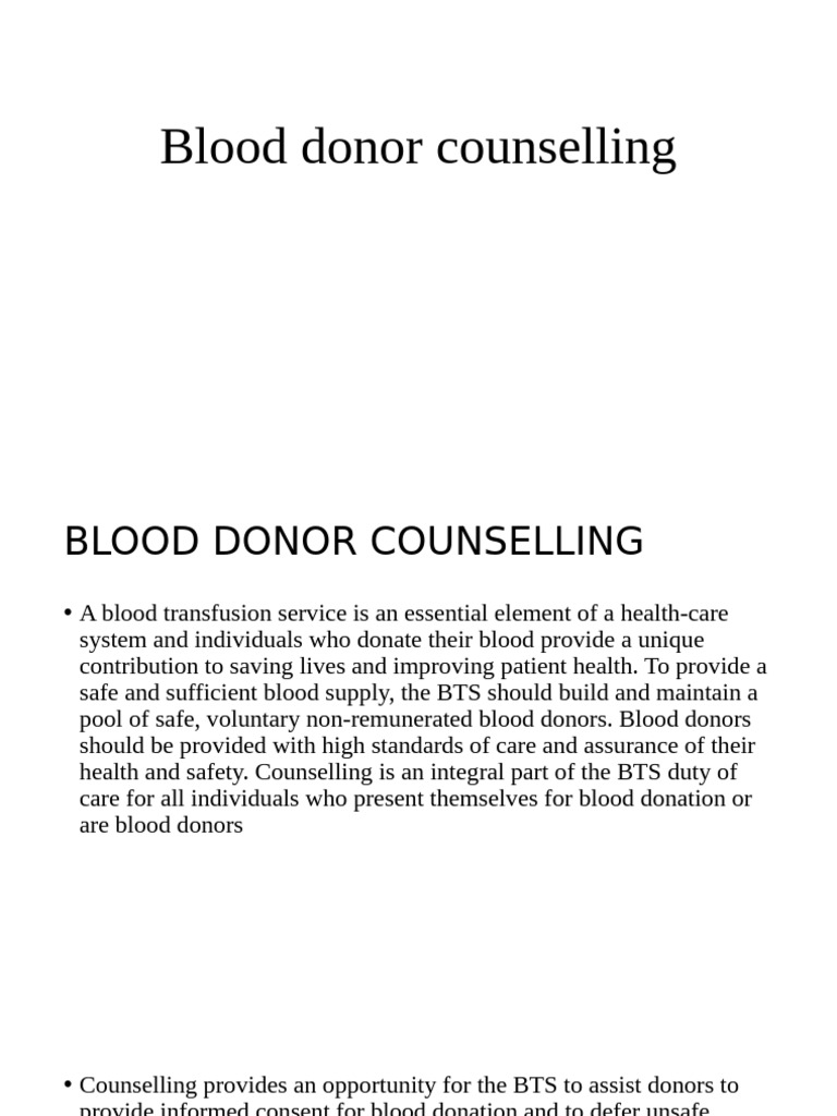 Blood Donor Counselling | PDF | Blood Donation | Blood Transfusion