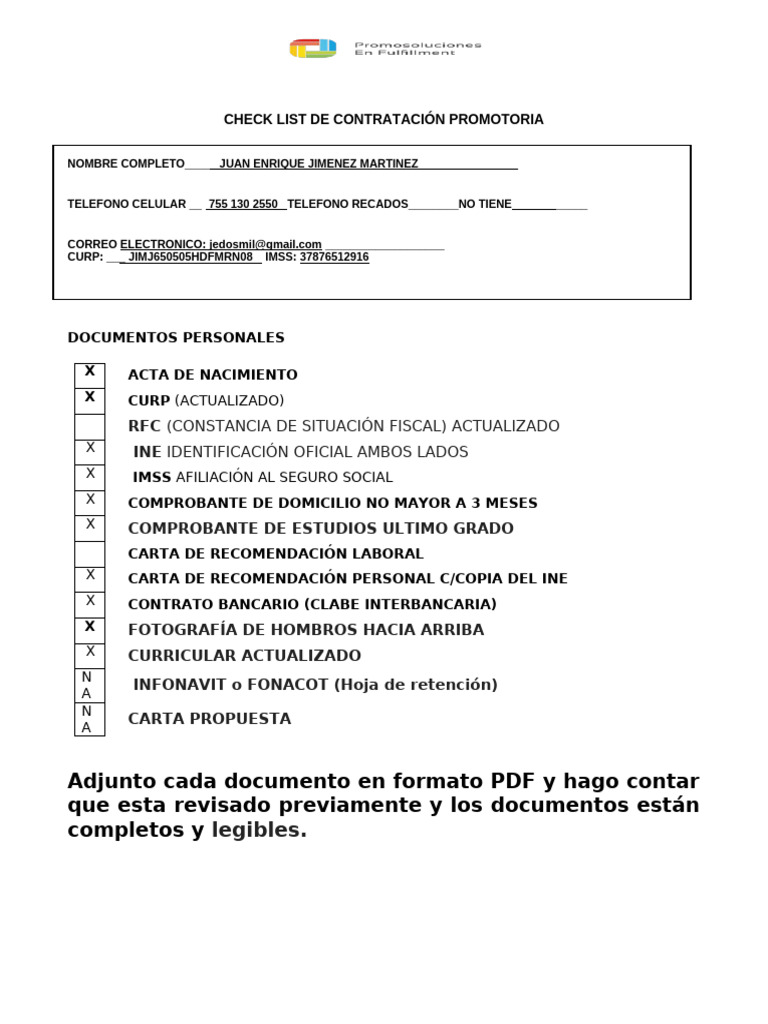 Check List Reclutamiento 2024 (2) | PDF