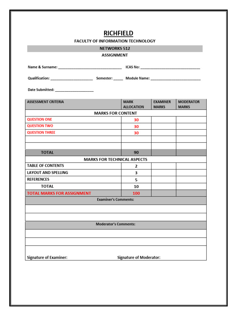 Networks 512 Assignment Overview | PDF | Computer Network | Embedded System