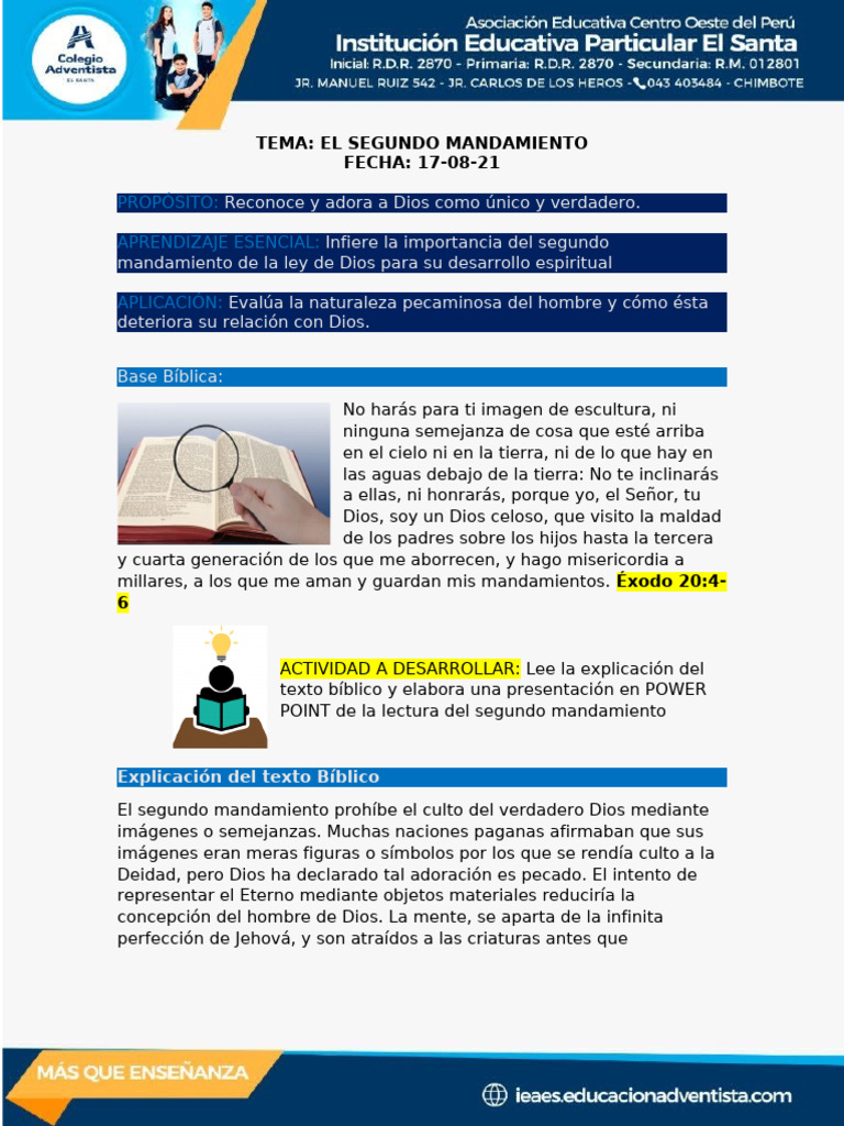 El Segundo Mandamiento | PDF | Pecado | Dios