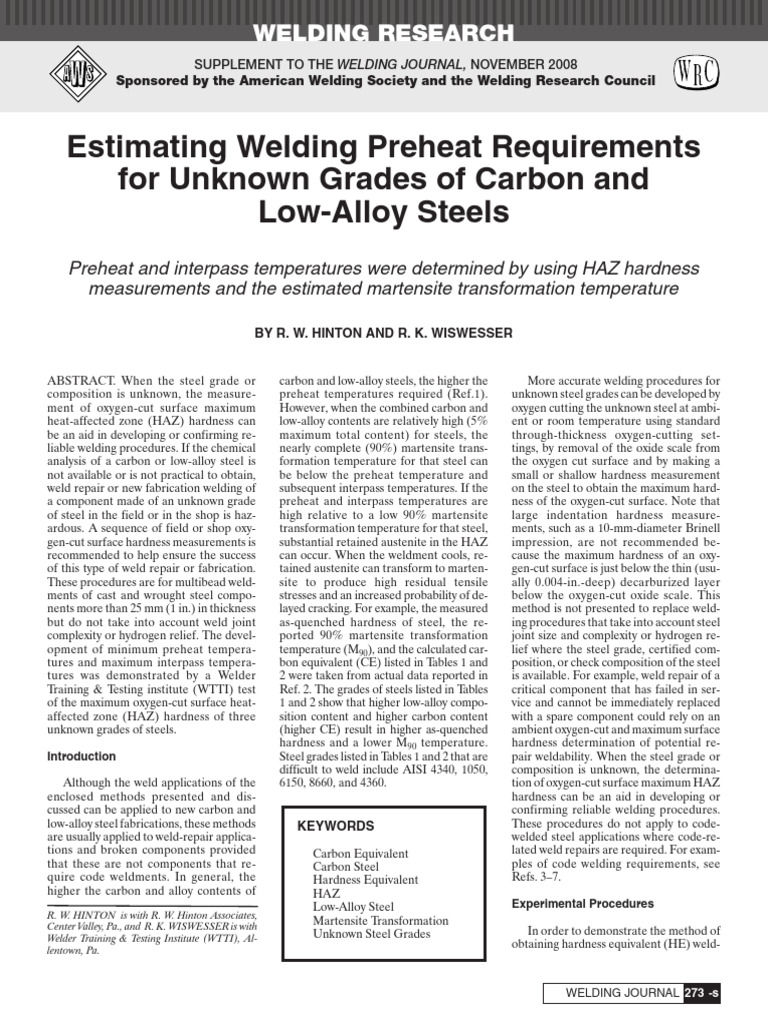 Preheat Temperature | PDF | Steel | Welding