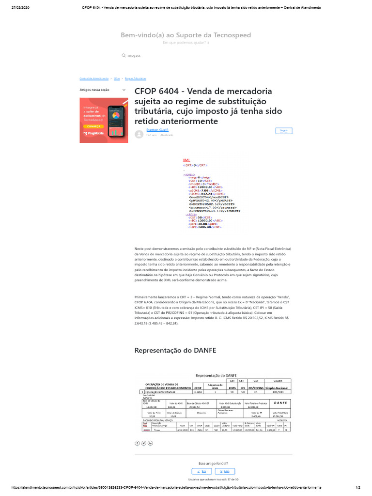 Cfop 6404 - Consulta | PDF