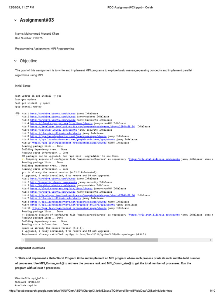 PDC-Assignment#03 | PDF | Computing | Software Engineering PDC-Assignment#03 | PDF | Computing | Software Engineering