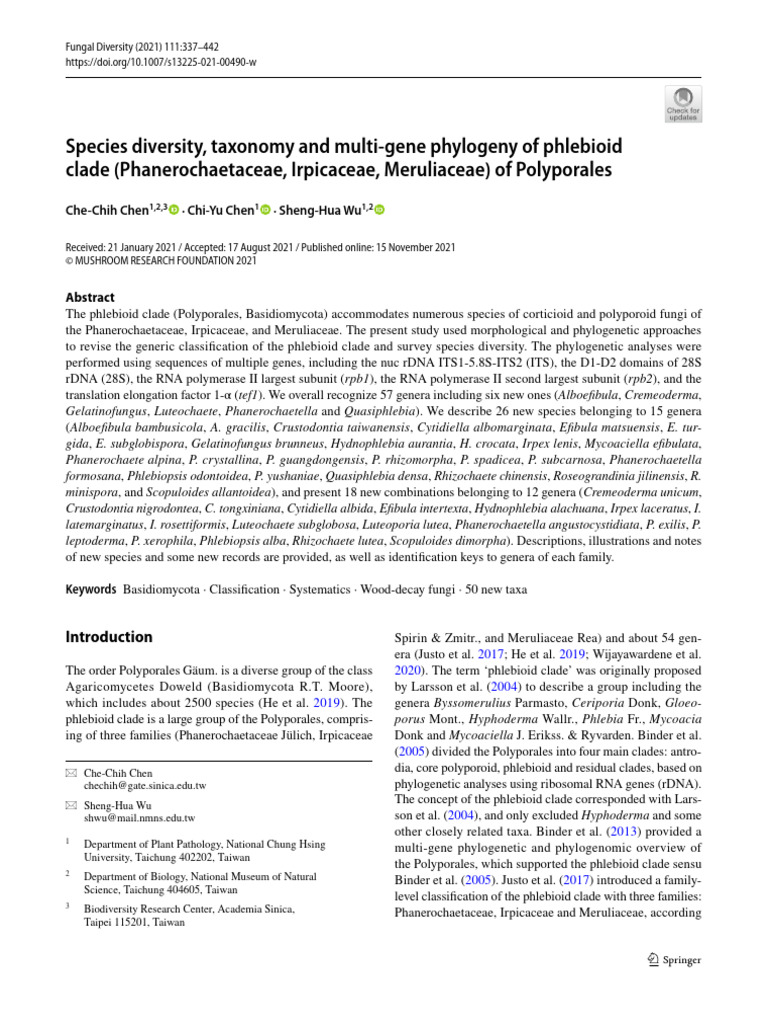 Phlebioid Clade Diversity and Taxonomy | PDF | Primer (Molecular ...
