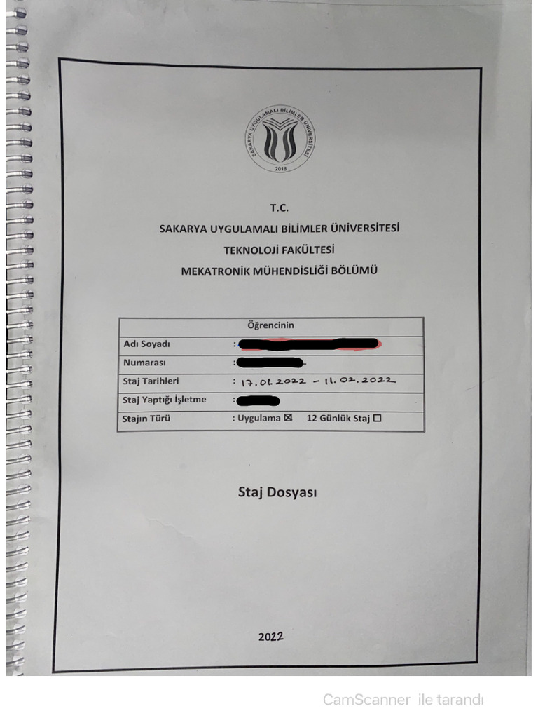 Staj Defteri Örnek | PDF