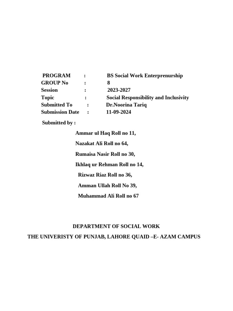 GroupNo 8 Assignment SocialWork | PDF | Corporate Social Responsibility | Sustainability