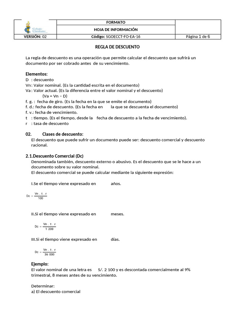 HI-3° ABC-ARI-Regla Del Descuento | PDF